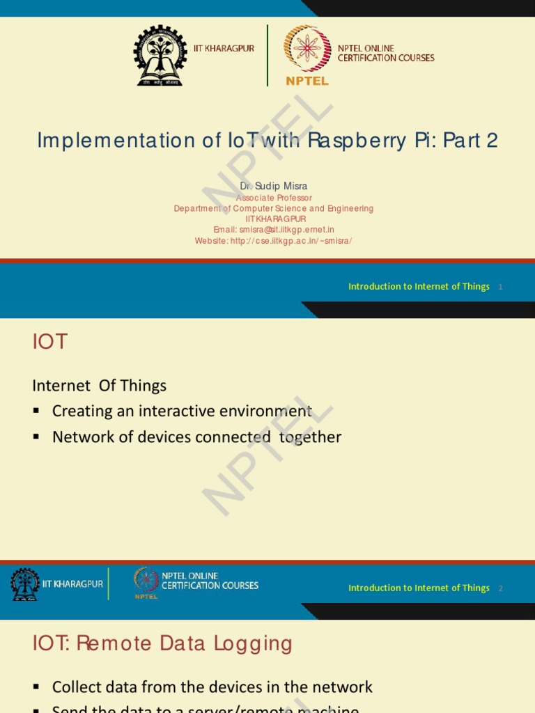 Nptel: Implementation of Iot With Raspberry Pi: Part 2 | PDF | Wireless Sensor Network ...