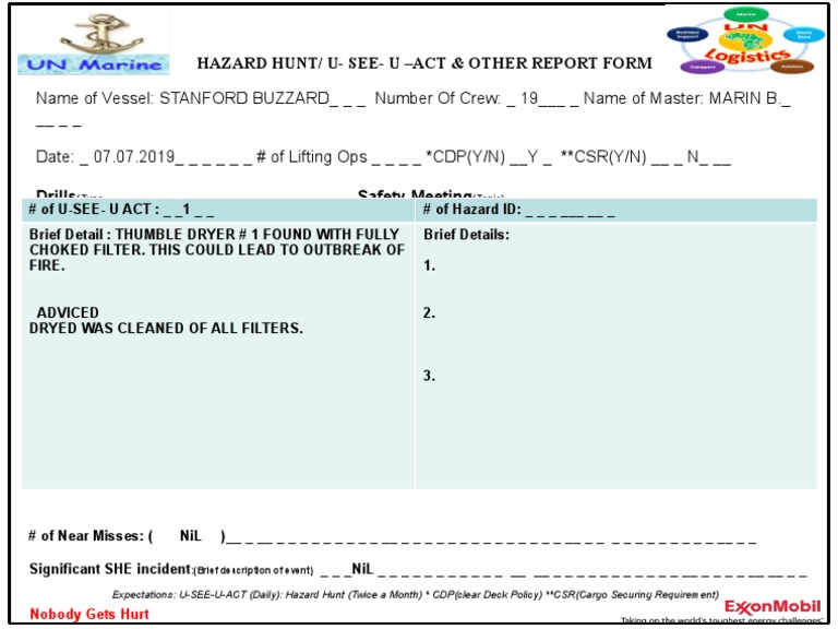 Hazard Hunt/ U-See - U - Act & Other Report Form: (Type | PDF