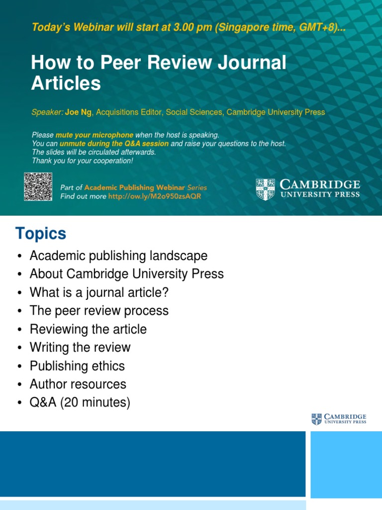 Cambridge Asia Webinar On 11 Jun Slides How To Peer Review Journal ...