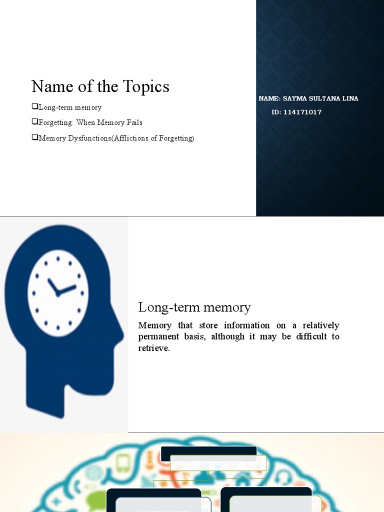 Name of The Topics: Long-Term Memory Forgetting: When Memory Fails Memory Dysfunctions ...