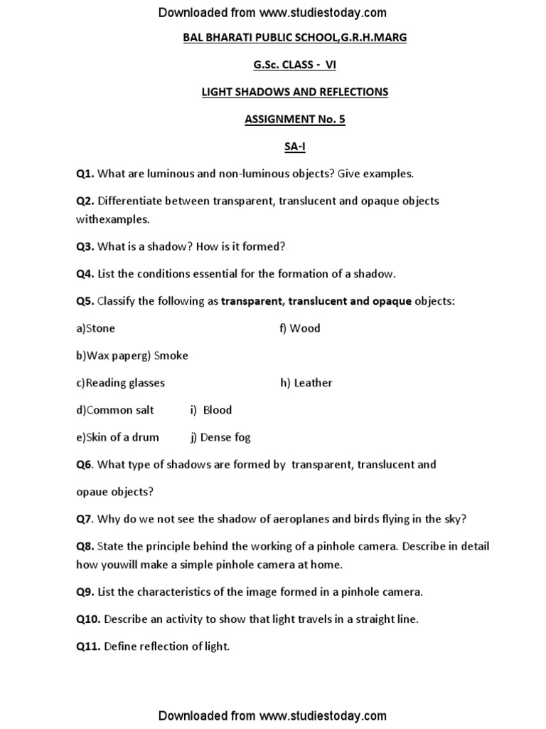 CBSE Class 6 General Science Practice Worksheets | PDF