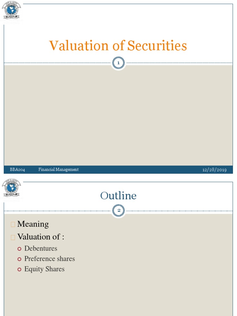 Valuation of Securities | PDF | Securities (Finance) | Valuation (Finance)