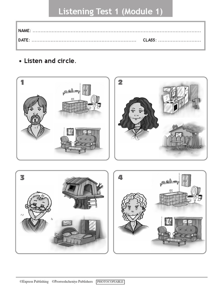 Listening Test 1 (Module 1) : - Listen and Circle | PDF