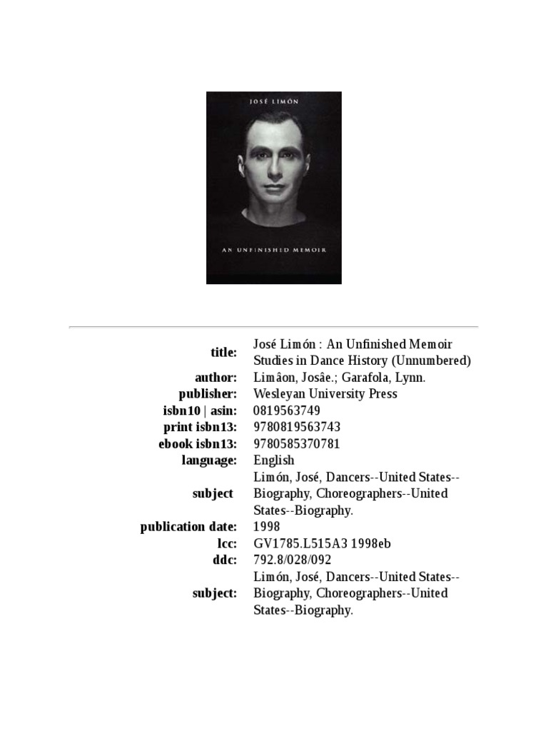 José Limón An Unfinished Memoir by José Limón | PDF | Dances | Othello