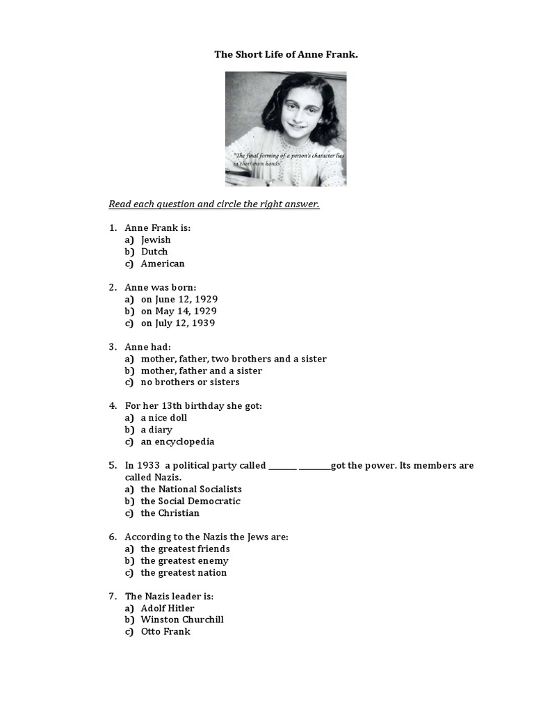 The Short Life of Anne Frank | PDF