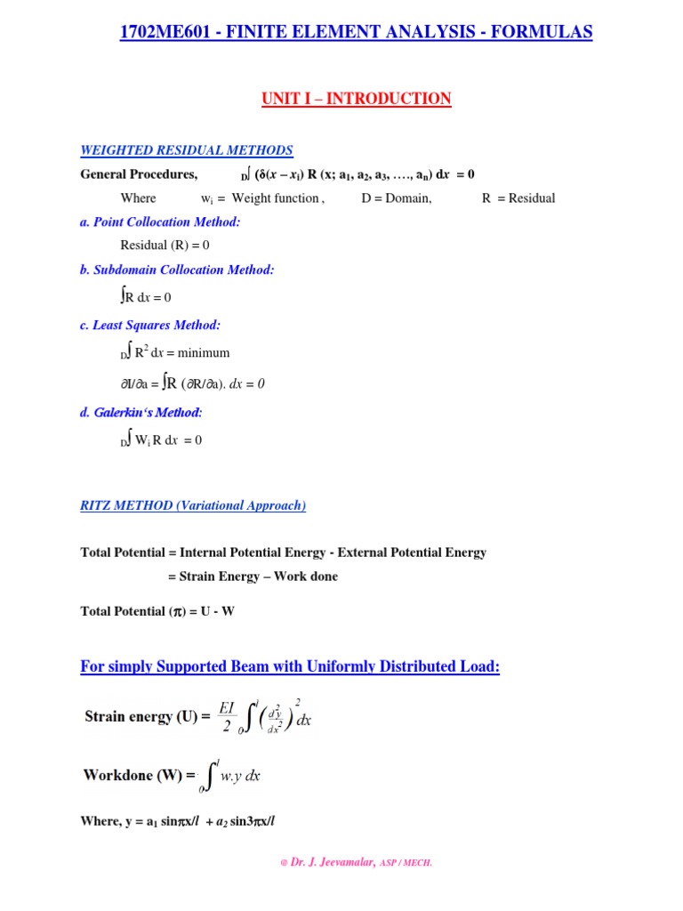 Fem Formulae PDF | PDF | Deformation (Mechanics) | Stress (Mechanics)