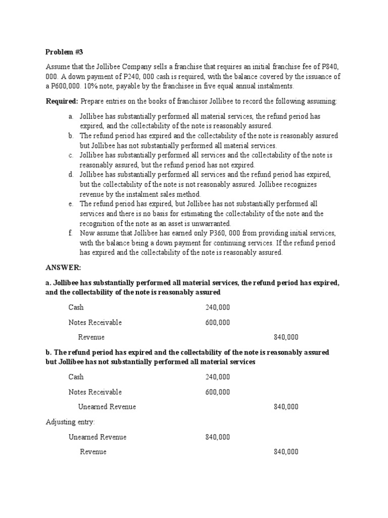 Problem 3 | PDF | Franchising | Revenue