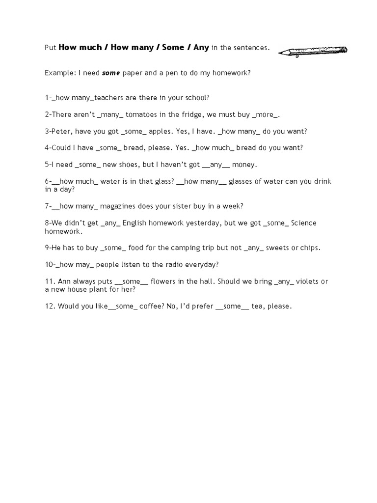How Much / How Many / Some / Any | PDF