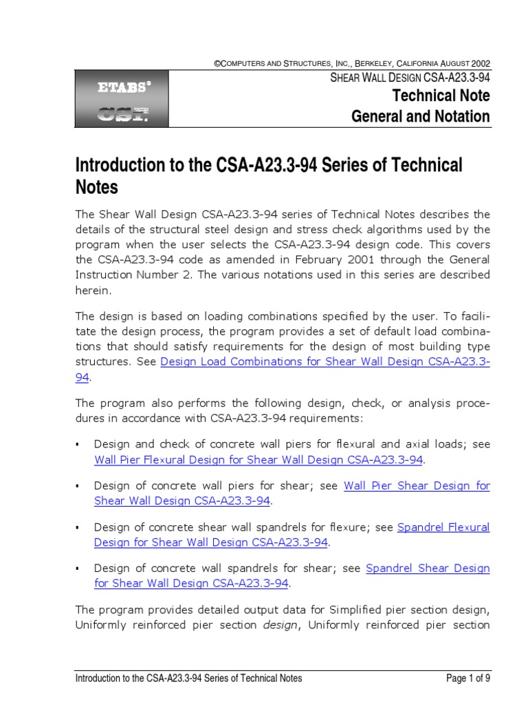 E TN SWD Csa A23 3 94 001 PDF | PDF | Strength Of Materials | Beam ...
