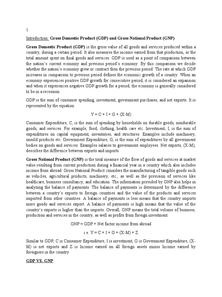 Gross Domestic Product (GDP) Is The Gross Value of All Goods and ...
