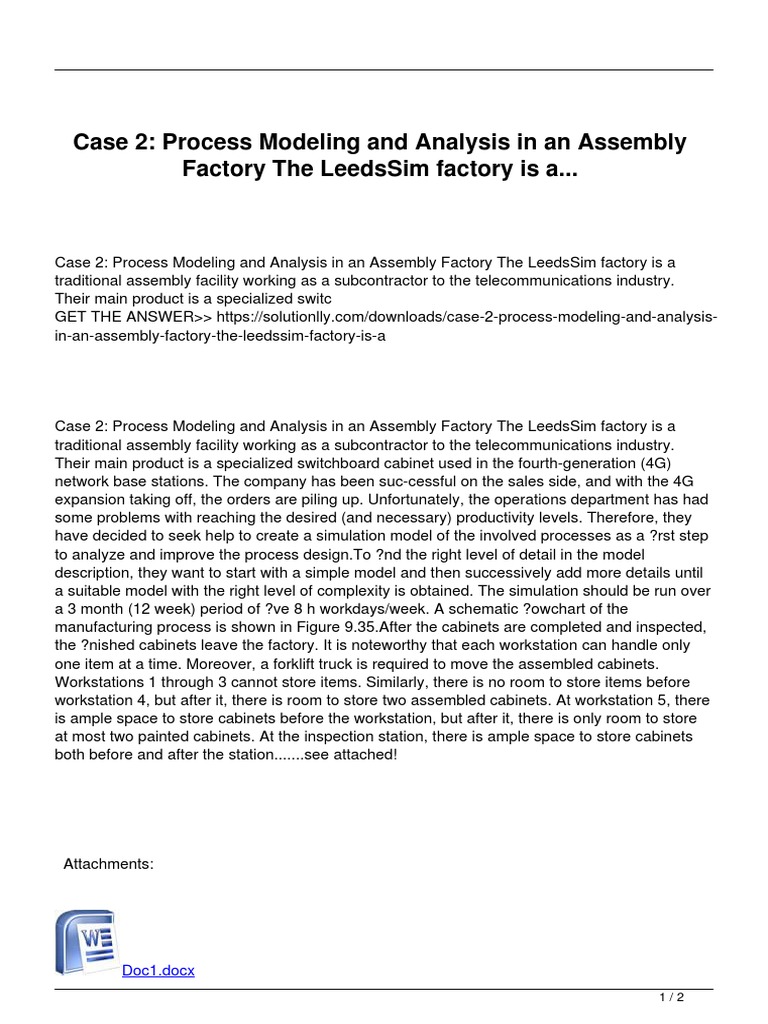 Process Modeling in Assembly Factory | PDF | Systems Science | Business
