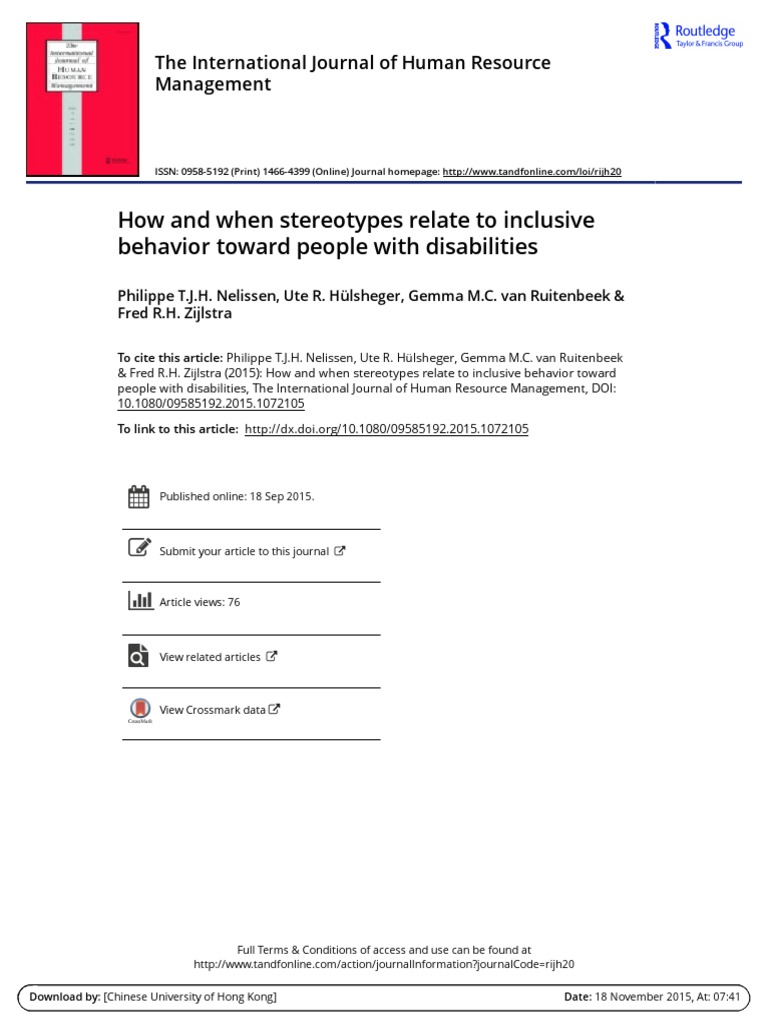 How and When Stereotypes Relate To Inclusive Behavior Toward People ...