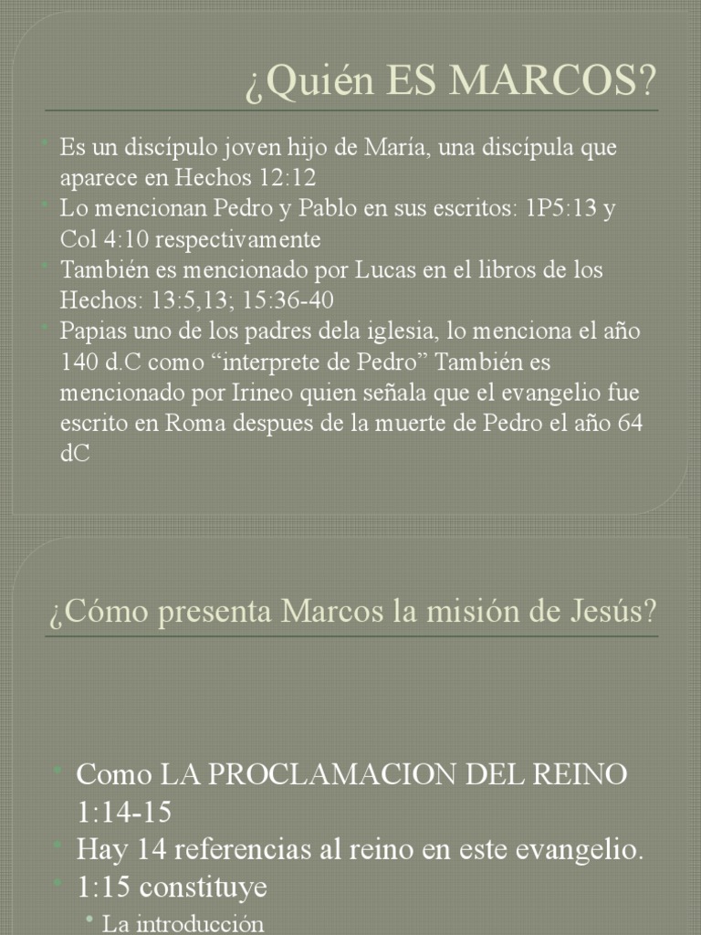 El Evangelio de Marcos | PDF | Parábolas de Jesús | Evangelio de Marcos