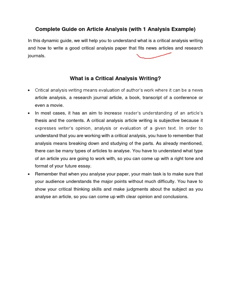 Complete Guide On Article Analysis | PDF