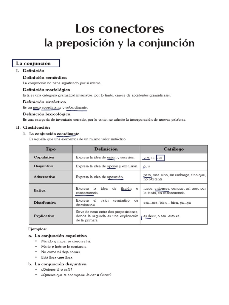 PREPOSICIÓN Y CONJUNCIÓN | PDF | Preposición y Postposición ...