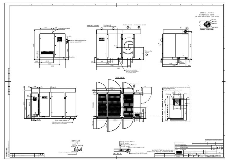 GA 160-315 AC PACK LV MOTOR Metric Dimension Drawing en Antwerp 9823 ...