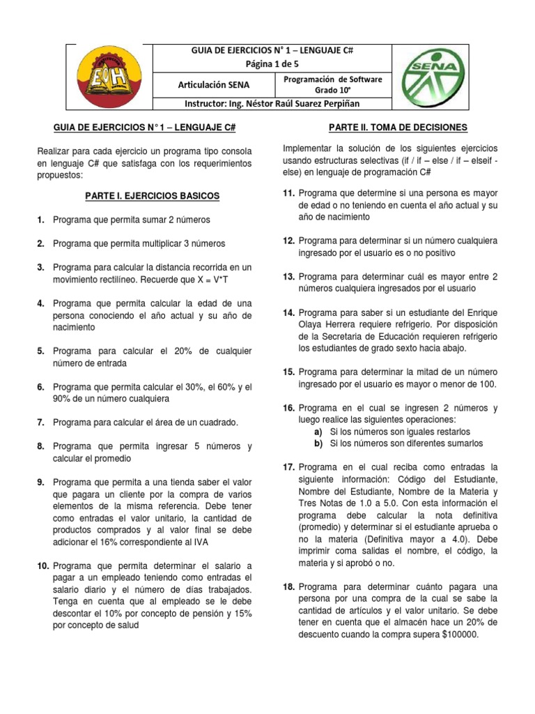 Ejercicios Consola (Csharp) 10 20 | PDF | Matriz (Matemáticas) | Lenguaje de programación