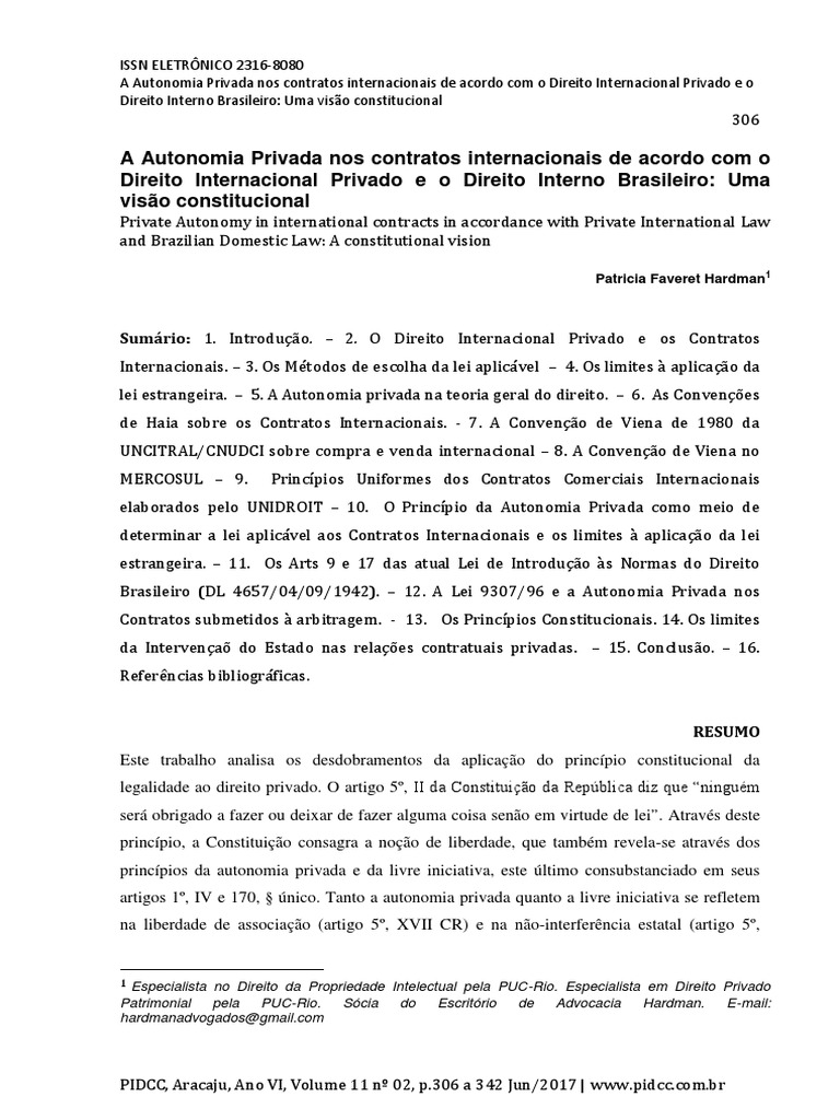Autonomia Da Vontade Nos Contratos Internacionais | PDF | Direito ... Autonomia Da Vontade Nos Contratos Internacionais | PDF | Direito ...
