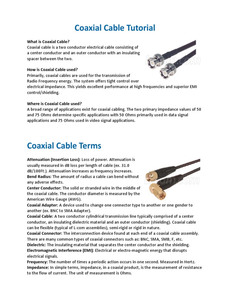 Coaxial Cable Guide for RF Applications | PDF | Coaxial Cable ...