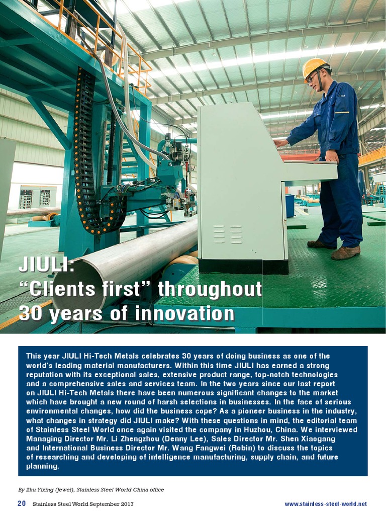 Jiuli: "Clients First" Throughout 30 Years of Innovation: Stainless ...