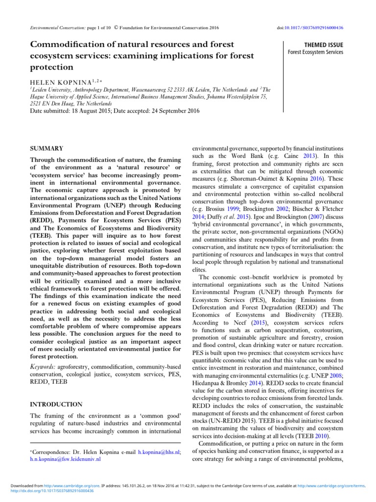 Commodification of Natural Resources and PDF | Download Free PDF ...