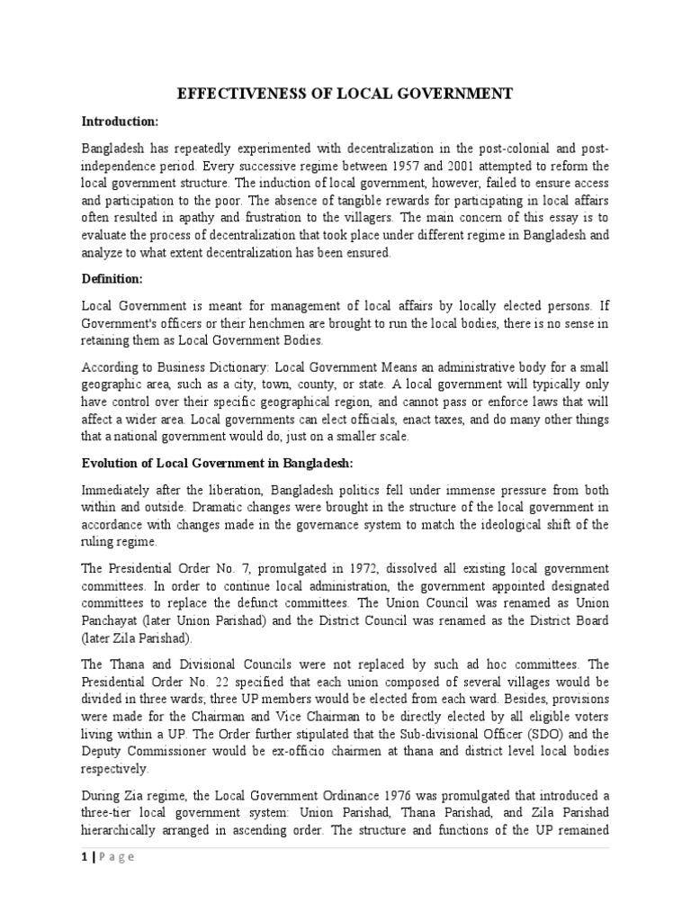 2-Effectiveness of Local Government | PDF | Policy | Social Institutions