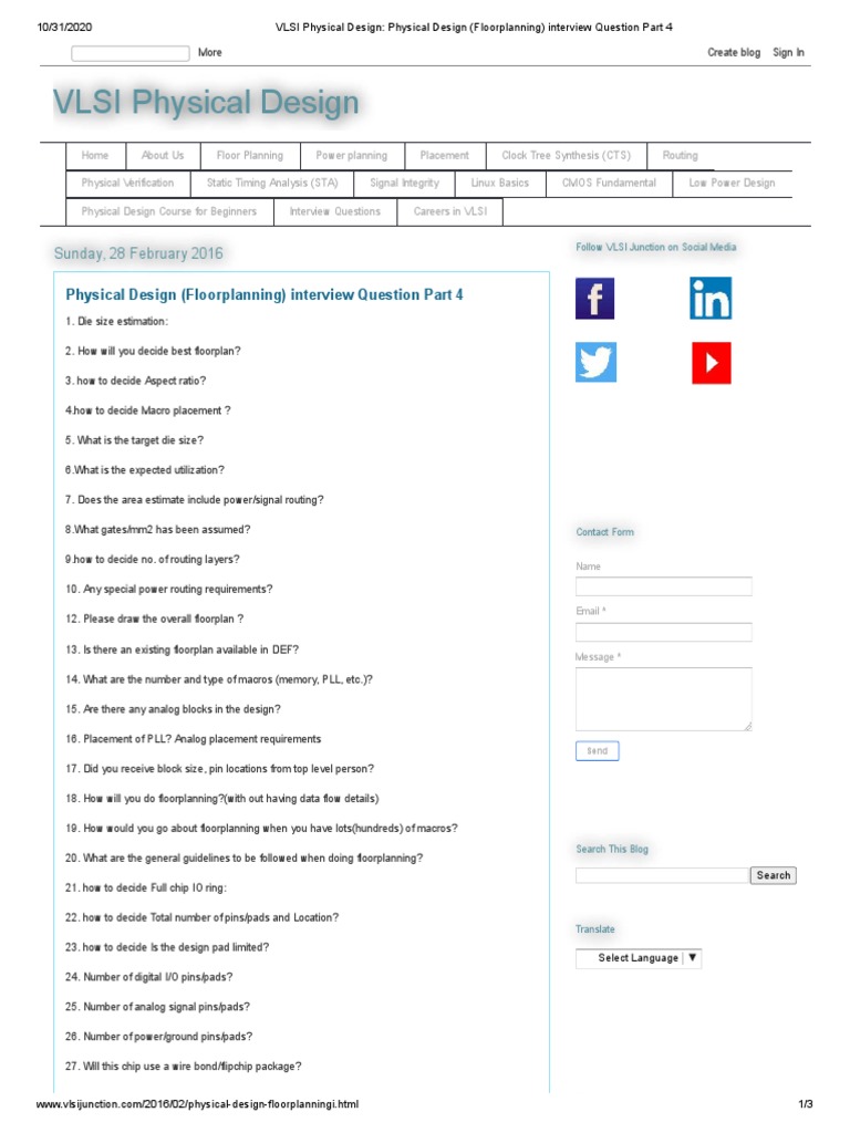VLSI Physical Design - Physical Design (Floorplanning) Interview Question Part 4 | PDF ...