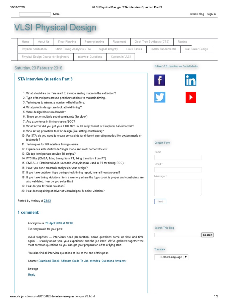 VLSI Physical Design - STA Interview Question Part 3 | PDF | Electrical Engineering | Computer ...