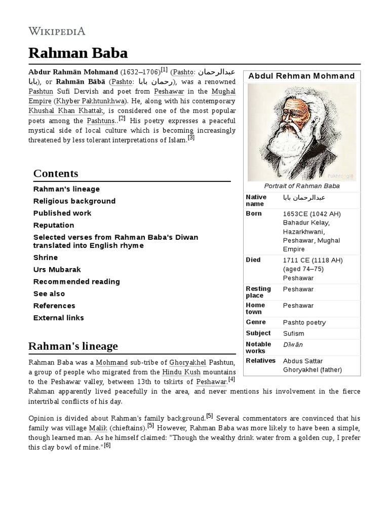 Rahman_Baba | PDF | Poetry | Religion And Belief