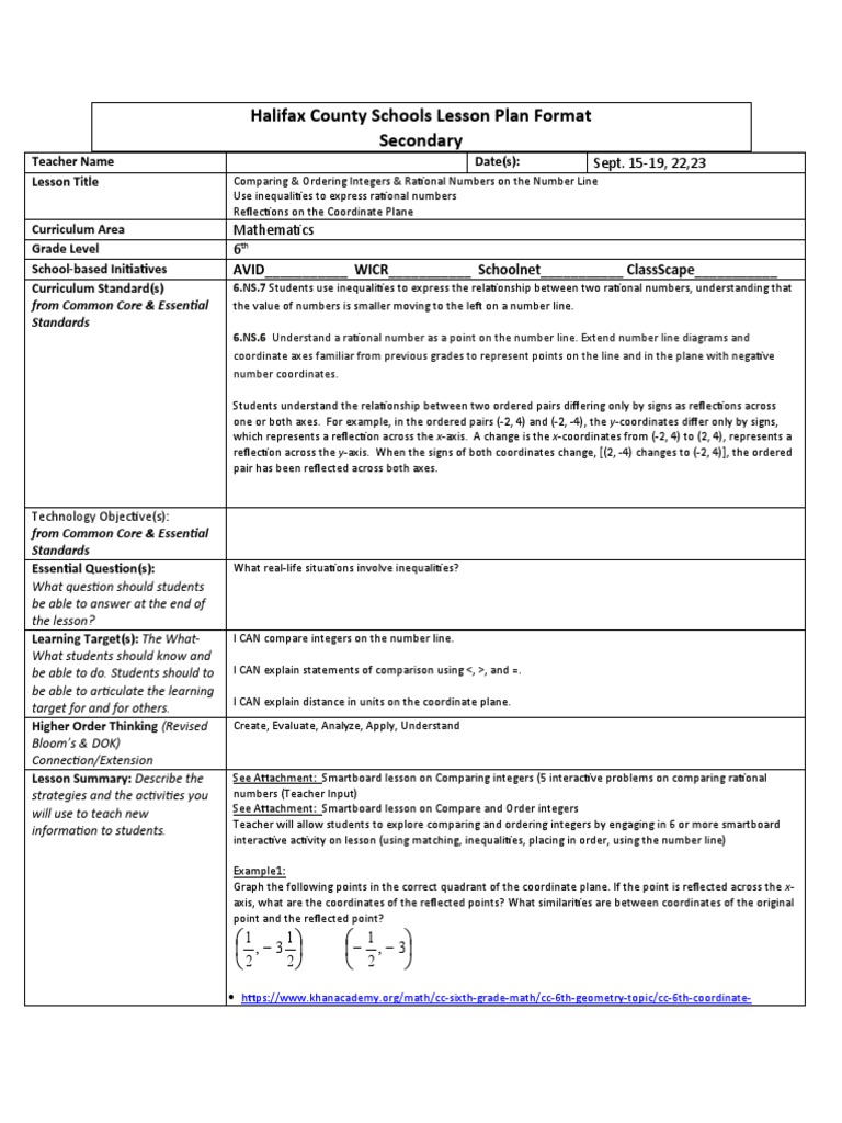 Lesson Plan Week 4 6th Grade 15-16 | PDF | Differentiated Instruction ...