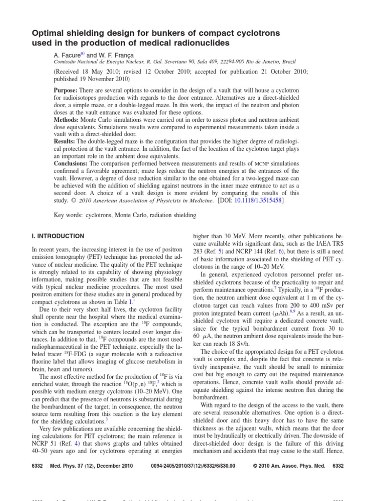 Cyclotron Bunker Shield | PDF | Radiation Protection | Neutron