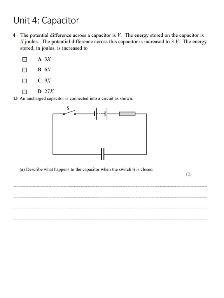 Unit 4 - Chapter 4 Capacitor HW | PDF | Capacitor | Microphone
