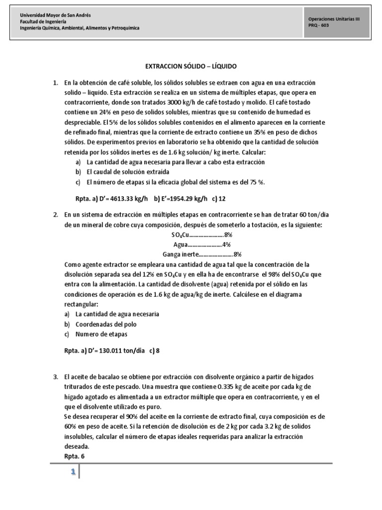 Guia Extraccion Sol Liq PDF | PDF | Concentración | Petróleo
