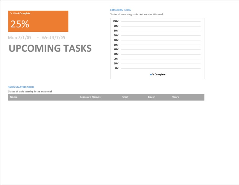 Upcoming Tasks: Mon 8/1/05 Wed 9/7/05 | PDF