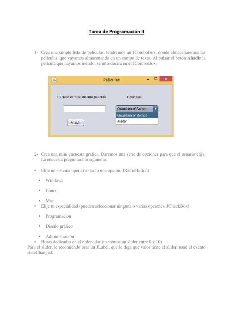 Tarea de Programación II Con Interfaces Graficas PDF | PDF | Ventana (informática) | Archivo de ...