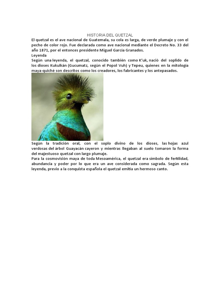 Historia Del Quetzal | PDF