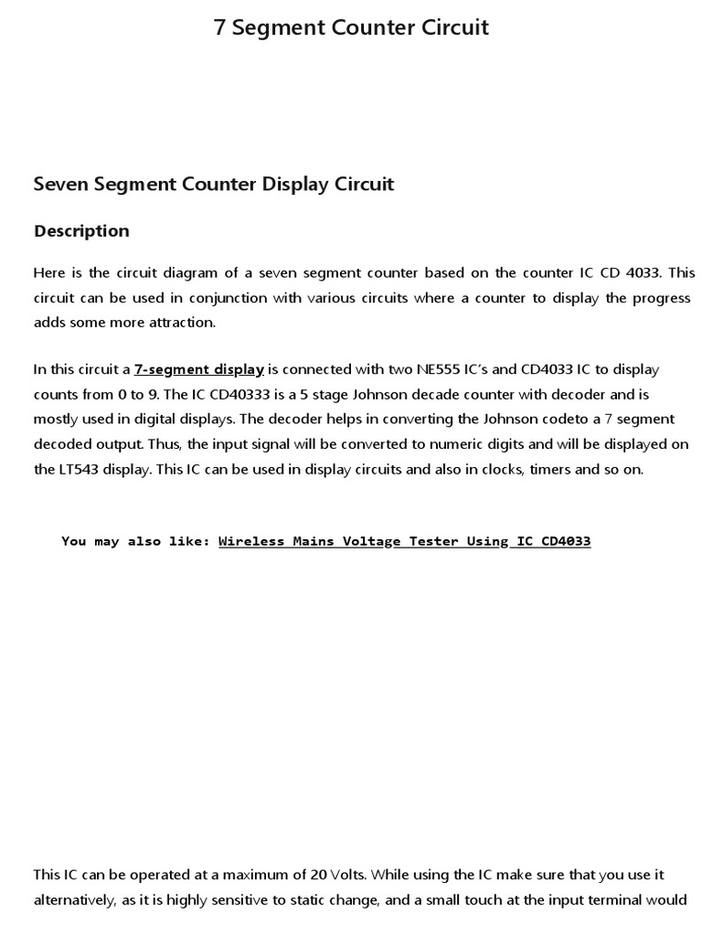 Seven-7-Segment Counter Circuit With LED Display-Diagram and Schematic ...