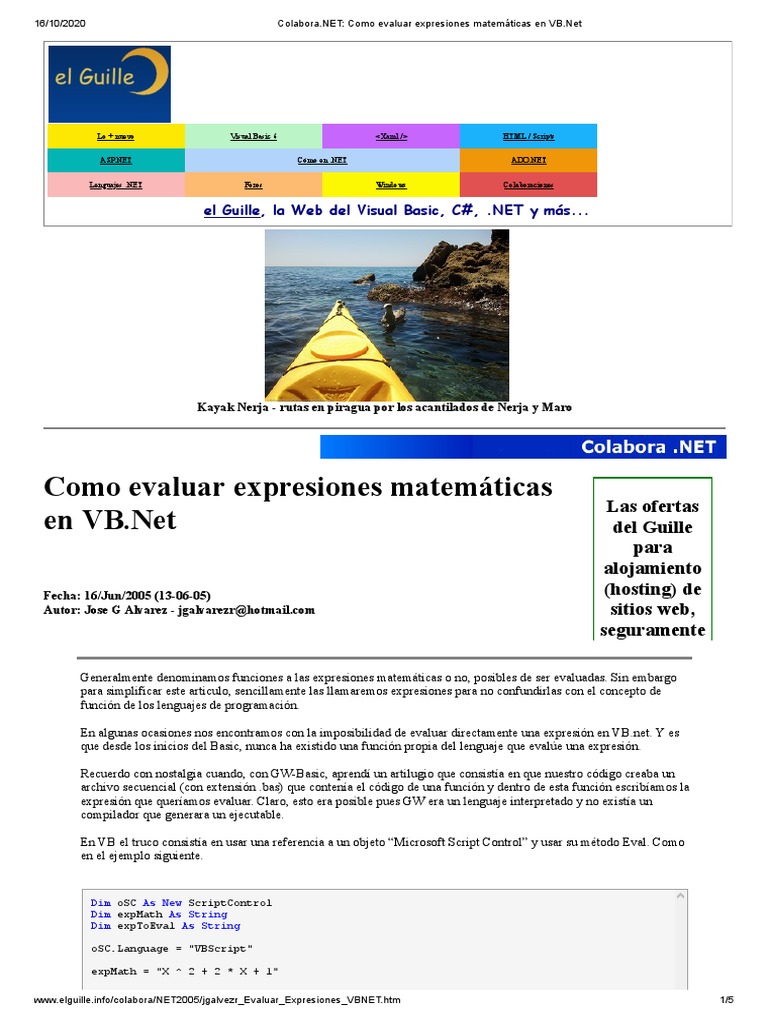 Como Evaluar Expresiones Matemáticas en | PDF | .NET Framework | Básico