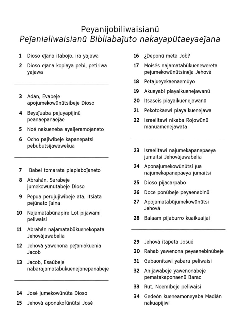 Pe Janialiwaisian U Bibliaba Juto Nakayap Utaeyae Jana | PDF | Violence