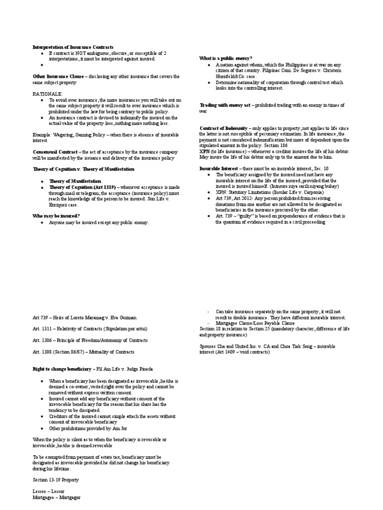 Interpretation of Insurance Contracts | PDF | Indemnity | Insurance
