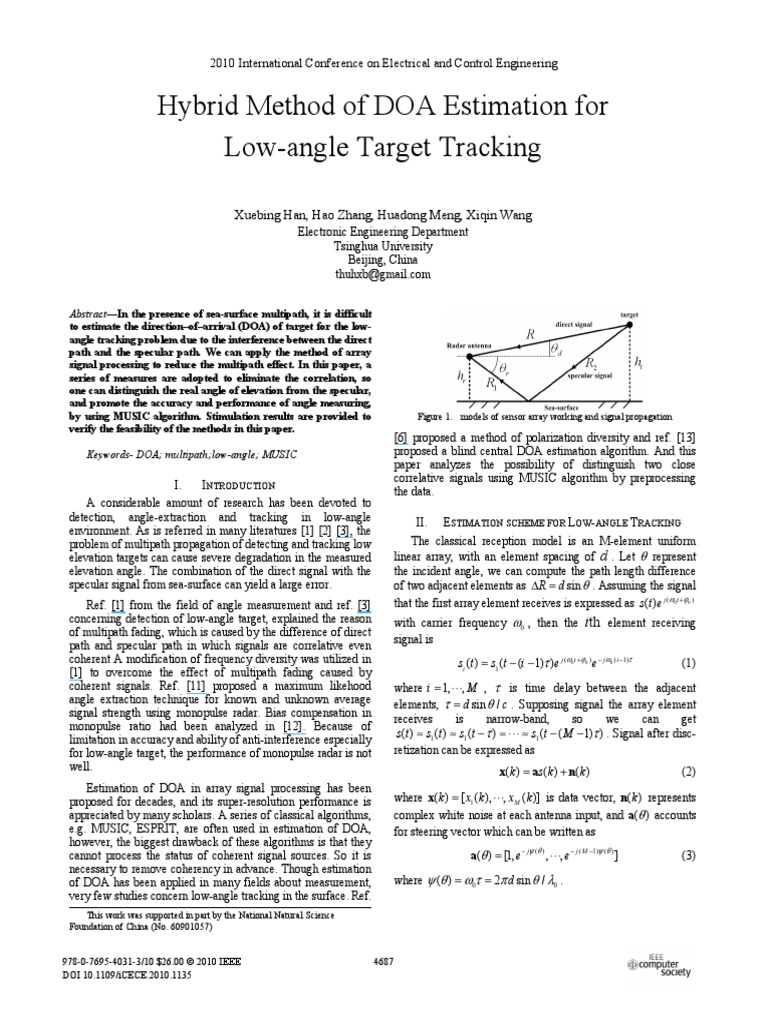 Hybrid Method of DOA Estimation For Low-Angle Target Tracking - (DOA ...