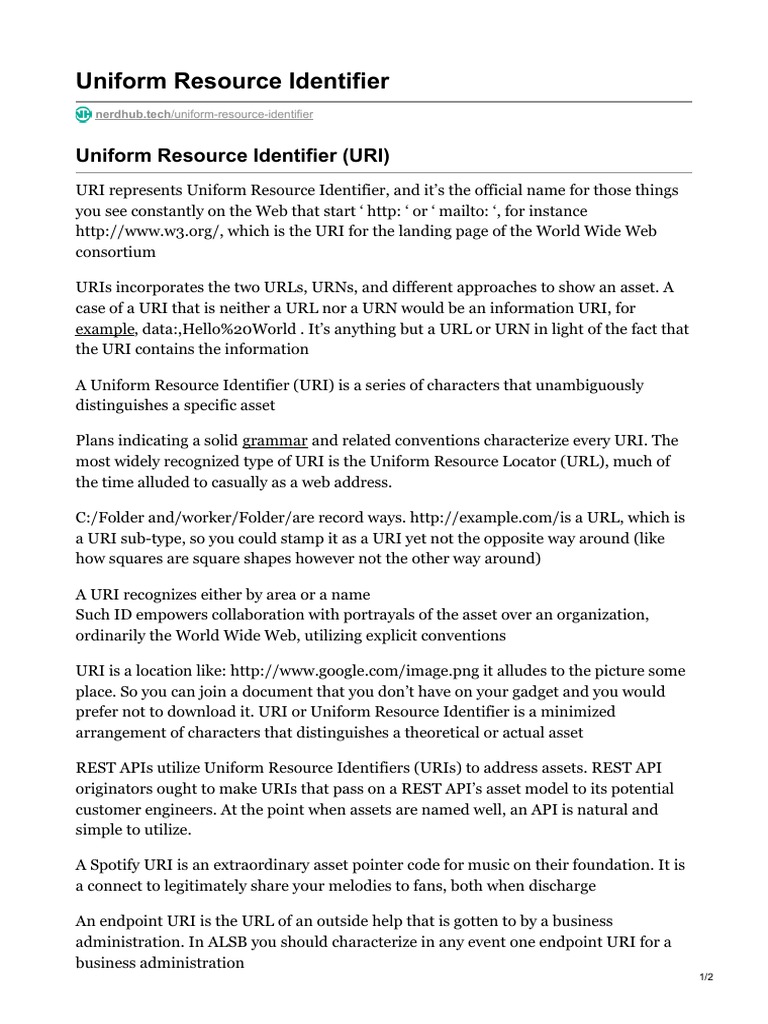 Uniform Resource Identifier (URI) | PDF