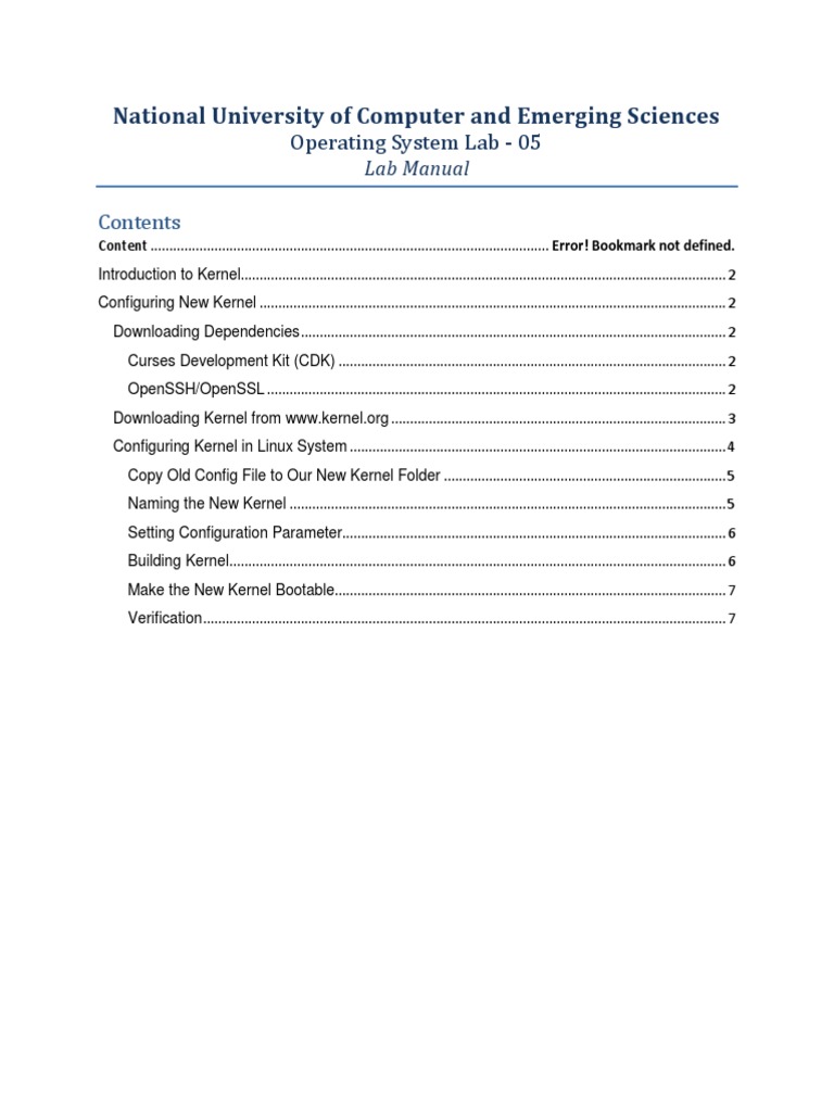 Lab Manual 05 Intro - Kernel Configuration PDF | PDF | Kernel ...