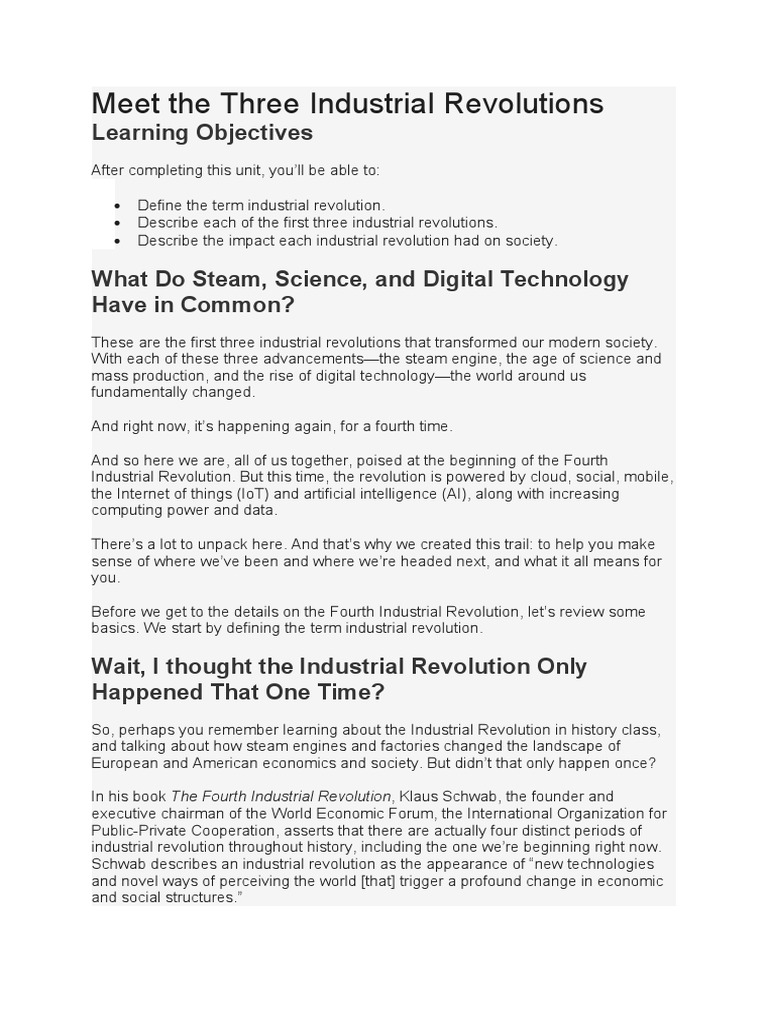 Overview of the Three Industrial Revolutions | PDF | Industrial ...