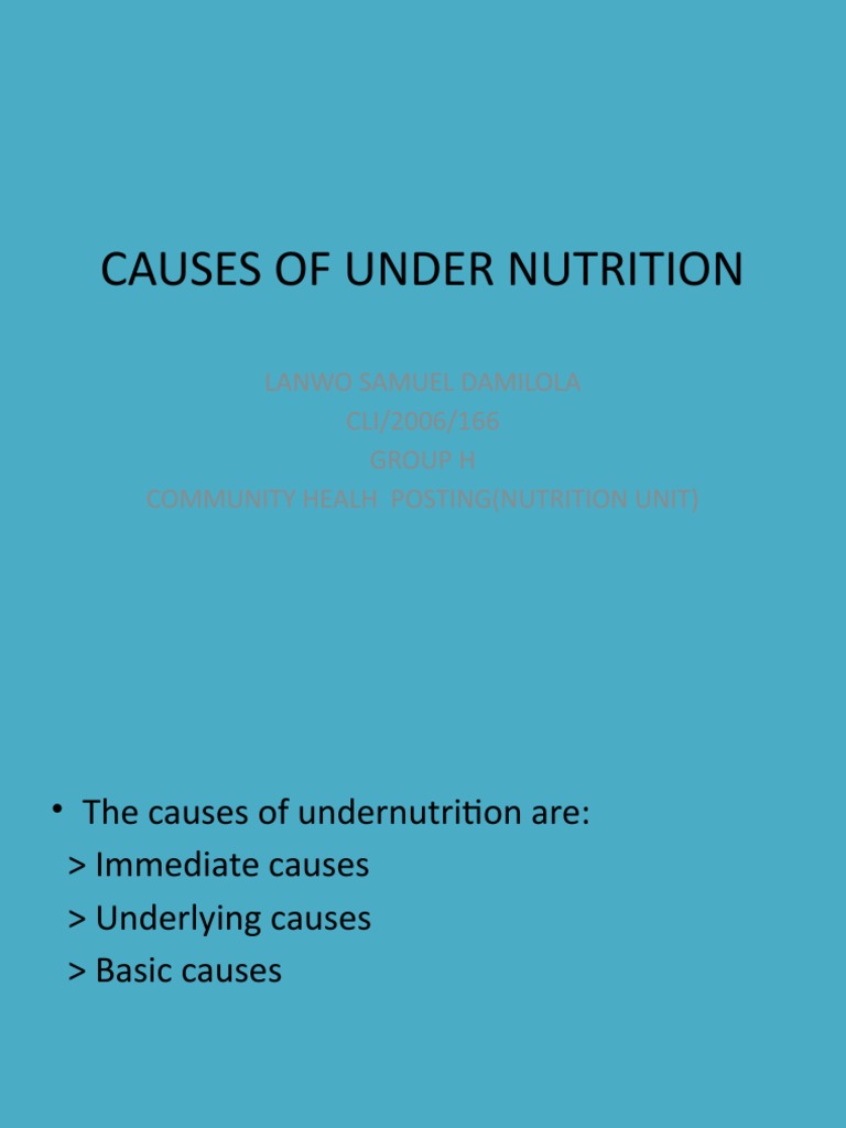 Causes of Undernutrition Explained | PDF