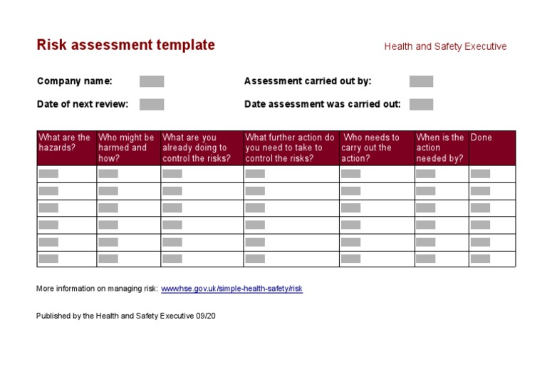 Risk Assessment Template - Odt | PDF