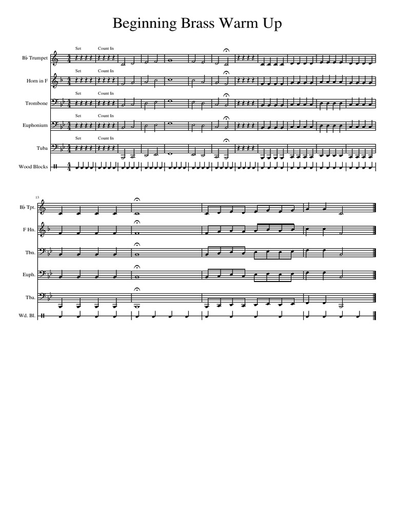 Beginning Brass Warm Up | PDF | European Musical Instruments | Musicology