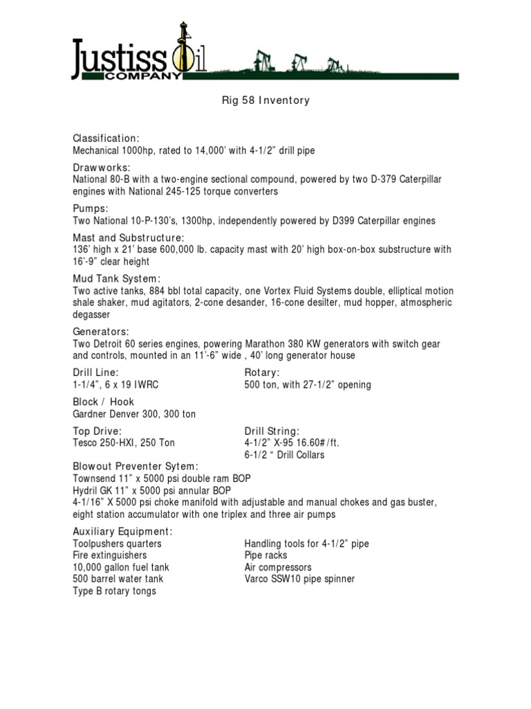 Rig 58 Inventory-2017 PDF | PDF