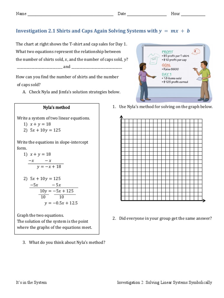 Solving Linear Systems Worksheet | PDF