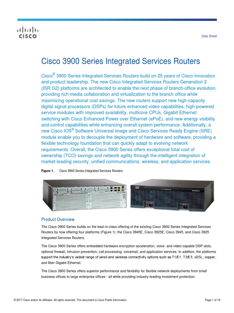 Cisco 3900 Series Integrated Services Routers: Product Overview | PDF | Cisco Systems | Computer ...